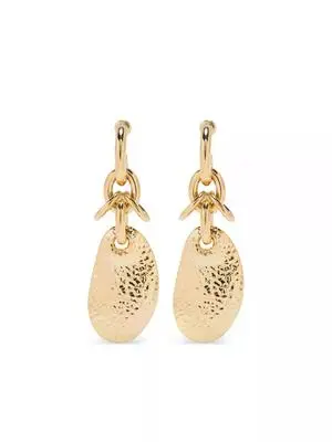 Chloé Hammered Disc Chain Earrings - Gold