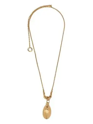 Chloé Hammered-oval Pendant Necklace - Gold
