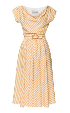 LENA HOSCHEK Signora Striped Midi Dress