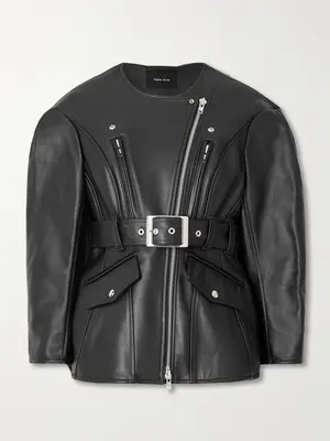 Simone Rocha Belted Leather Biker Jacket