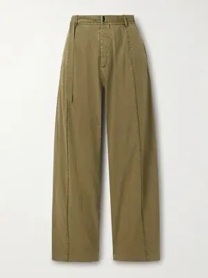 Co Belted Paneled Cotton Wide-leg Pants