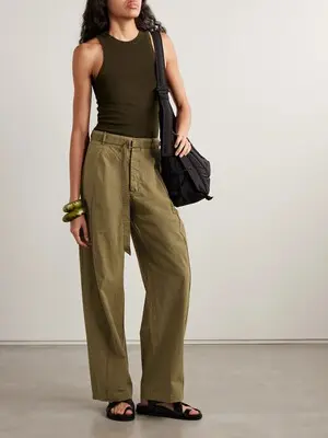 Co Belted Paneled Cotton Wide-leg Pants