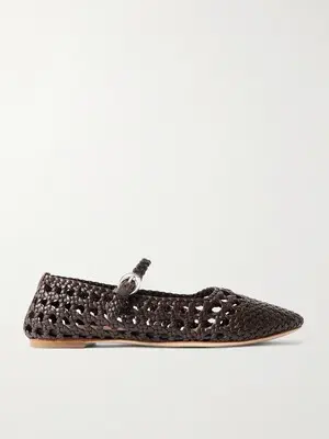 Staud Nell Woven Leather Ballet Flats - Brown