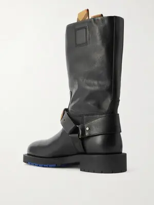 Burberry Buckled Leather Boots - Black