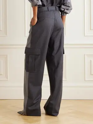 Stella McCartney Paneled Wool Wide-leg Pants - Gray