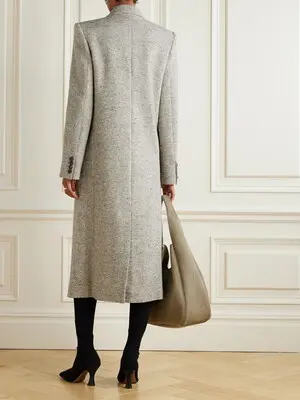 Stella McCartney Double-breasted Herringbone Wool And Silk-blend Coat