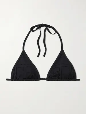 TOTÊME Pointelle-knit Triangle Halterneck Bikini Top - Black