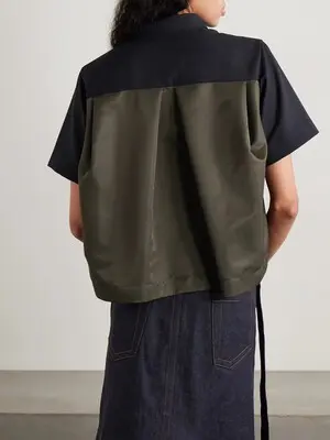 Sacai Paneled Cotton And Shell Shirt
