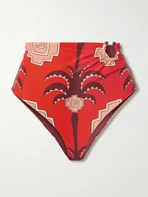 Johanna Ortiz Taita Embellished Recycled Bikini Briefs - Red