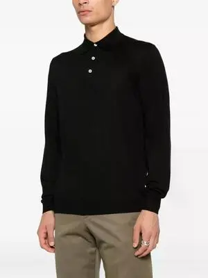 LARDINI Long-sleeve Wool Polo Shirt
