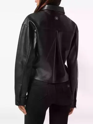 Philipp Plein Cropped Leather Shirt With Embossed Logo