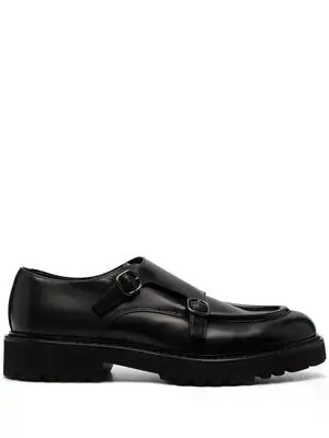 DOUCAL'S Double-buckle Leather Monk Shoes