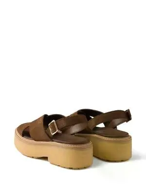 Prada Buckle-strap Suede Sandals - Brown