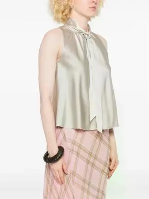 FORTE_FORTE Satin Bow-tie Top