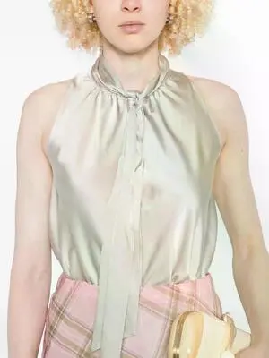 FORTE_FORTE Satin Bow-tie Top