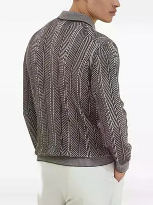 Brunello Cucinelli Herringbone-pattern Zipped Polo Shirt