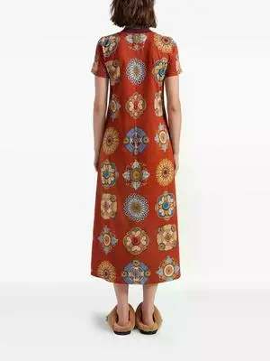 La DoubleJ Floral-print Swing Midi Dress - Red