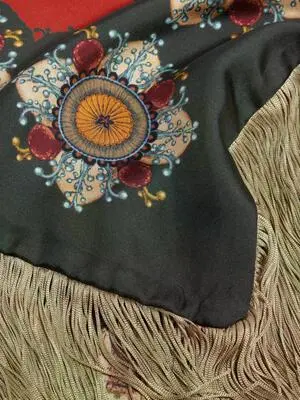 La DoubleJ Floral-print Fringed Scarf - Red