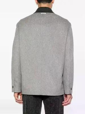LARDINI Contrast-collar Wool Shirt Jacket