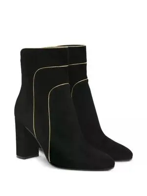 GIANVITO ROSSI Suede Ankle Boots With Gold Trim