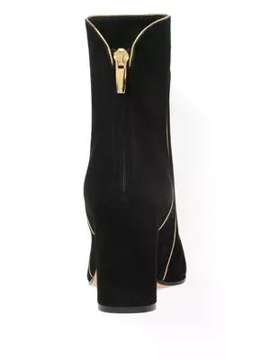 GIANVITO ROSSI Suede Ankle Boots With Gold Trim