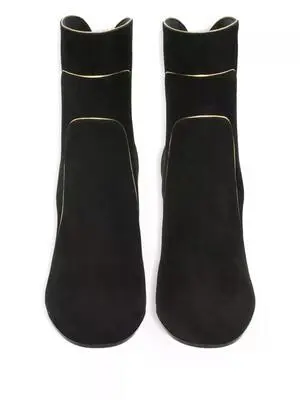 GIANVITO ROSSI Suede Ankle Boots With Gold Trim