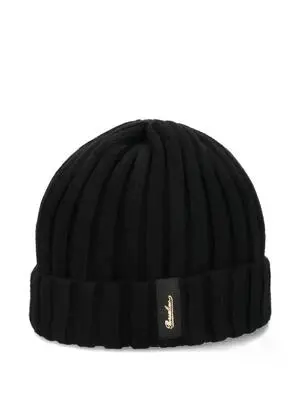 Borsalino Ribbed Cashmere Beanie - Black