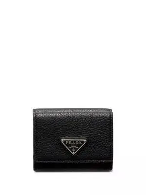 Prada Small Enamel Triangle-logo Wallet - Black