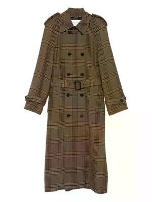 Saint Laurent Checked Double-breasted Trench Coat