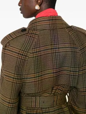 Saint Laurent Checked Double-breasted Trench Coat
