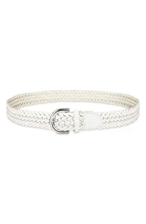 Cole Haan Braided Leather Belt - Ivory