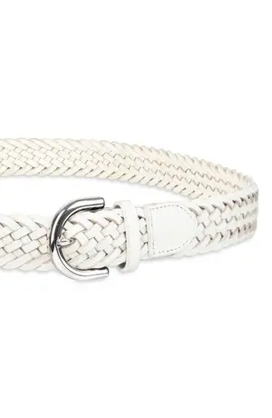 Cole Haan Braided Leather Belt - Ivory