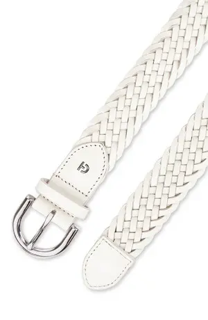 Cole Haan Braided Leather Belt - Ivory