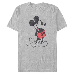 MICKEY & FRIENDS Distressed Mickey Mouse Pose Graphic T-shirt - Athletic Heather