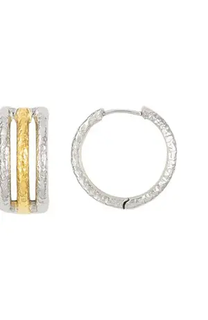 LUCY QUARTERMAINE Multi Finish Triple Hoop Earrings - Sterling Silver