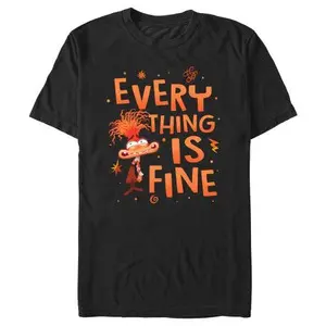 INSIDE OUT 2 Anxiety Everything Is Fine Short Sleeve Graphic T-shirt - Black