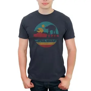 STAR WARS At-at Retro Circle Graphic T-shirt - Navy Blue