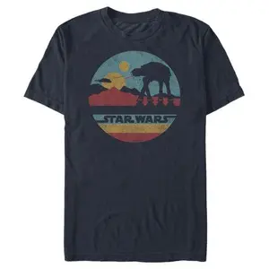 STAR WARS At-at Retro Circle Graphic T-shirt - Navy Blue