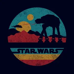 STAR WARS At-at Retro Circle Graphic T-shirt - Navy Blue