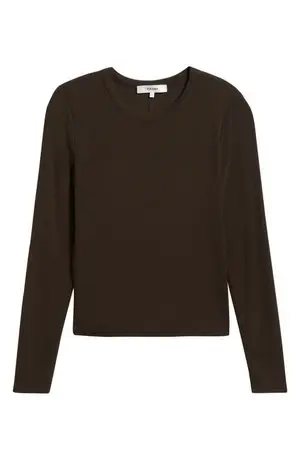 FRAME Rib Crewneck Top - Coffee
