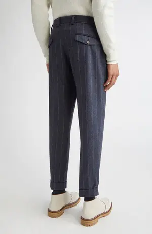 Eleventy Striped Virgin Wool And Cashmere Pants