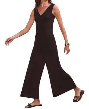 RO & ZO Jersey Sleeveless V-neck Jumpsuit - Black