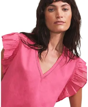 RO & ZO Cotton Frill Sleeve Top