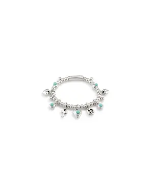 UNODE50 Sterling Plated Beaded Charm Bracelet - Silver