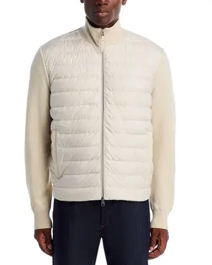 Moncler Padded Wool And Cashmere Zip-up Cardigan - Stone
