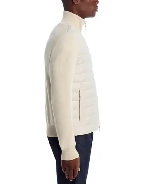 Moncler Padded Wool And Cashmere Zip-up Cardigan - Stone