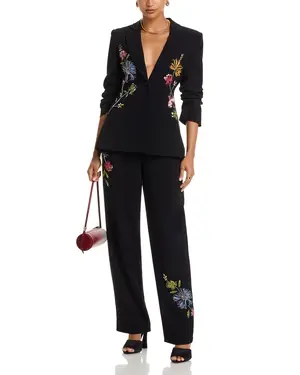 Cinq À Sept Floral Embroidered Blazer - Black/ Multi