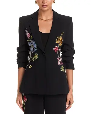 Cinq À Sept Floral Embroidered Blazer - Black/ Multi