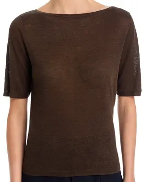 Majestic Filatures Linen Boat Neck Top