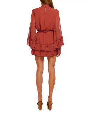 Ramy Brook Claudia Ruffle Tie Waist Mini Dress